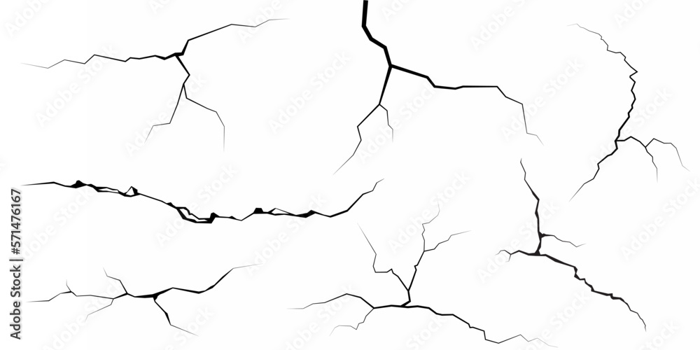 Surface fissures and cracks from earthquake top view in ground ...
