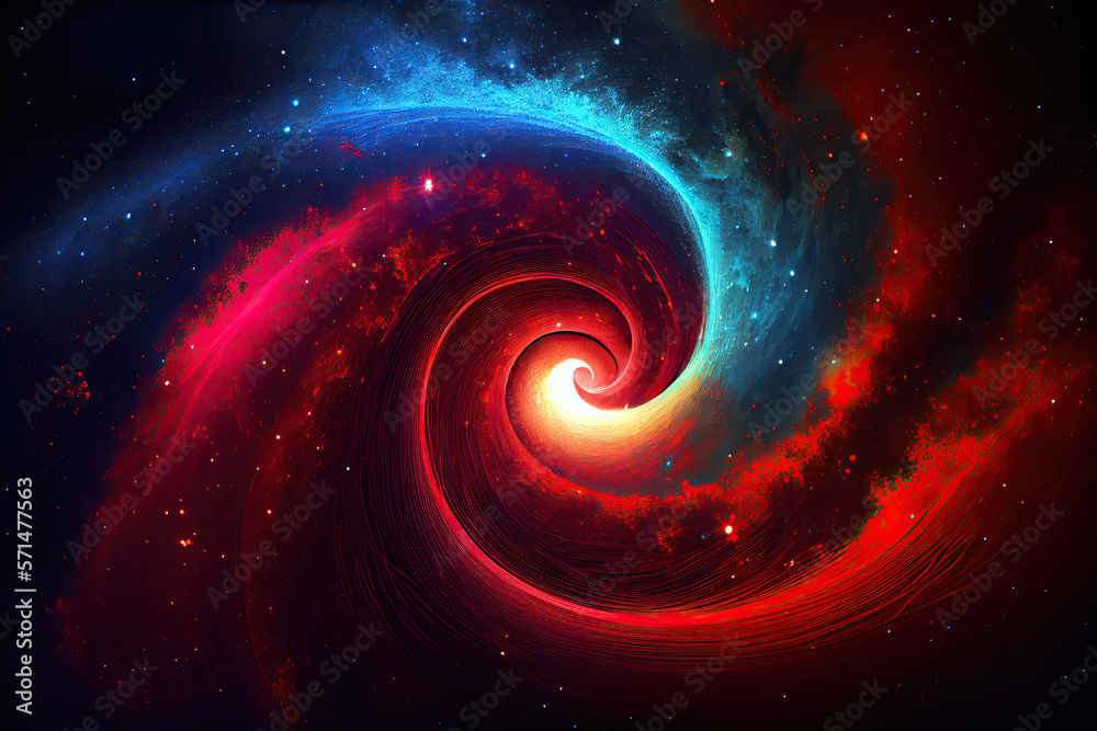 Red and blue gradient cosmic vortex starry sky background image Stock ...