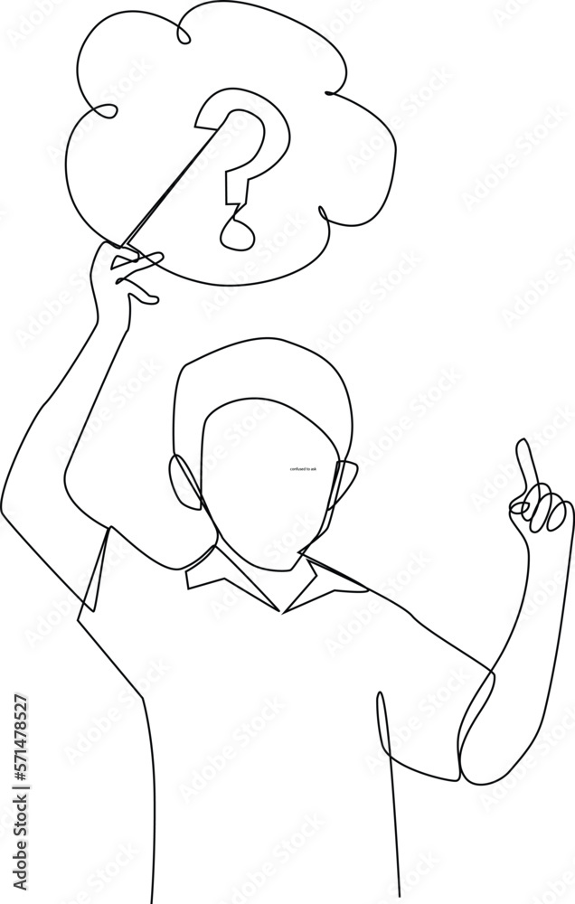 Continuous one line drawing boy and question mark. Frequently Asked ...