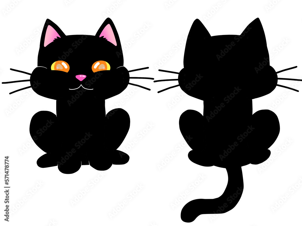 black cat character front and back Stock Illustration | Adobe Stock