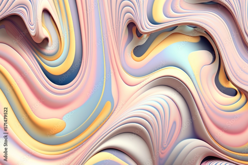 Abstract liquid background, 3d colorful waves in motion. Overlapping ...