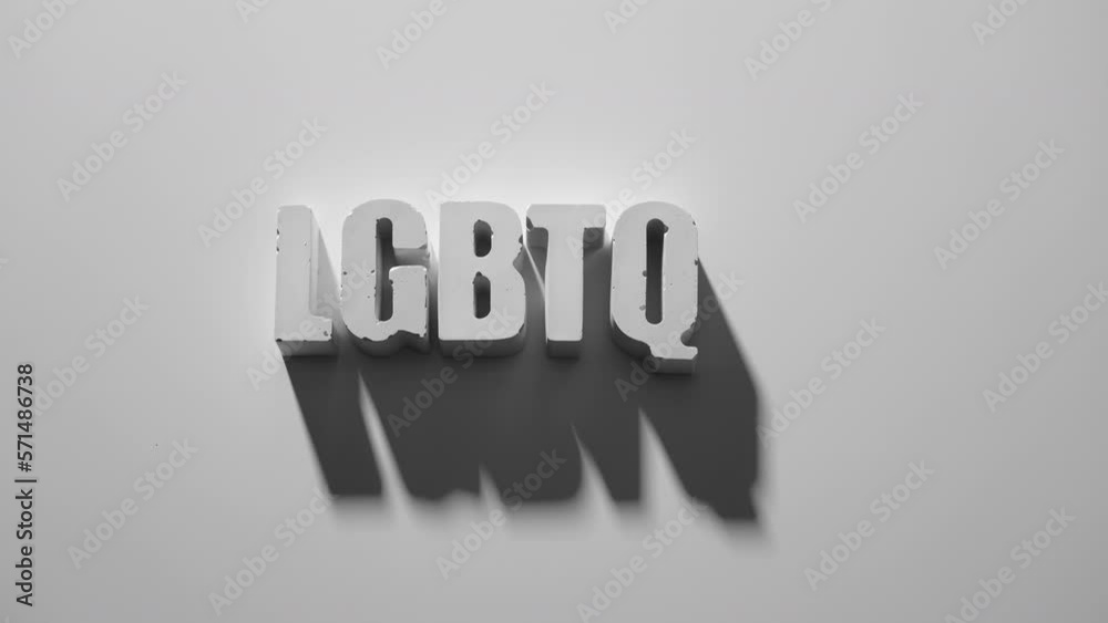 the word LGBTQ appearing letter by letter on white background with ...