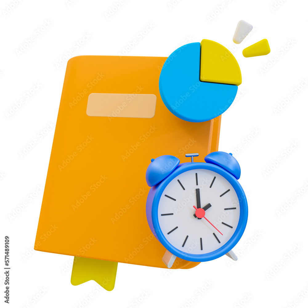 3d minimal Student learning growth concept. Time management for reading ...
