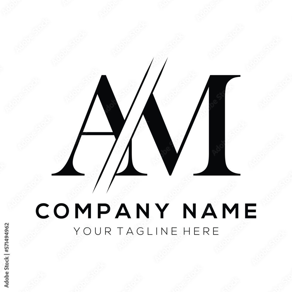 AM letter logo design template elements. AM letter vector logo. Stock ...