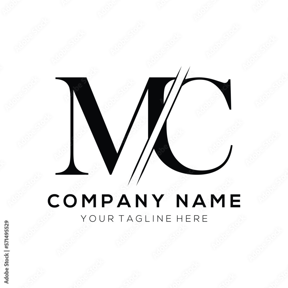 MC letter logo design template elements. MC letter vector logo. Stock ...