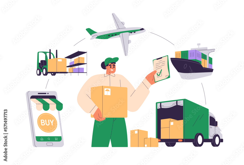Supply chain management and international logistics business concept ...
