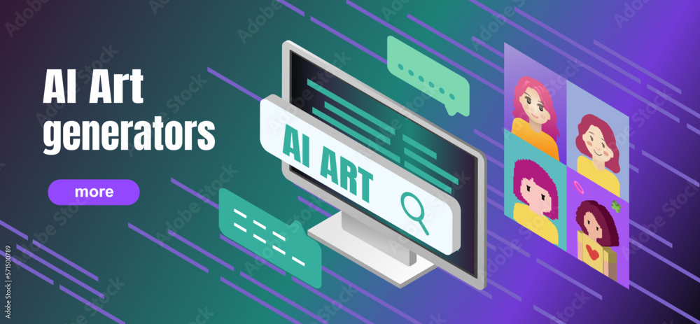 AI generated content. Neural network creates pictures. Computer creates ...