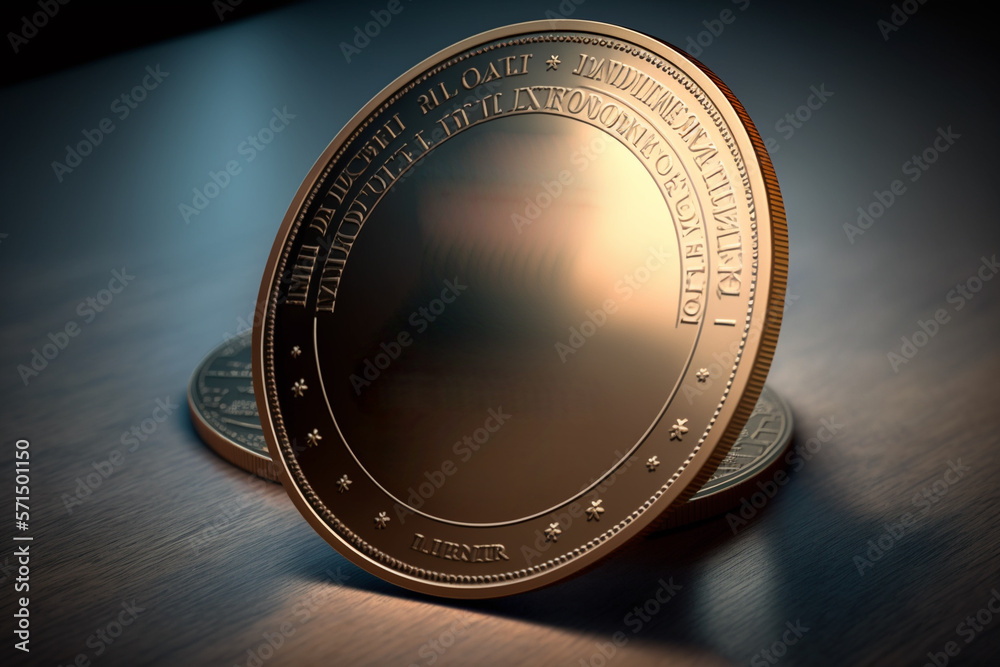 Gold coin mockup on transparent background. Realistic golden mock up ...