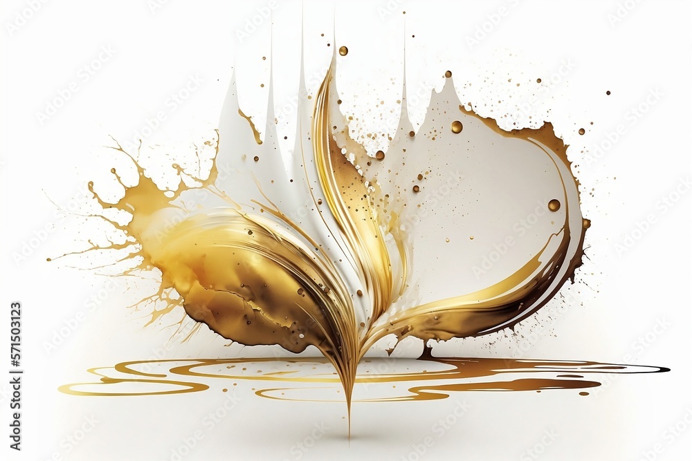 Watercolor and Gold Splash Isolated on White Back Made with Generative ...