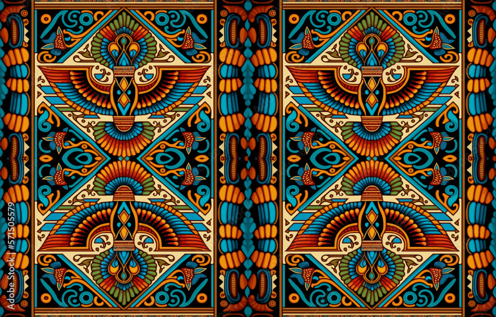 Egyptian fabric pattern. Abstract indigenous line art for ancient Egypt ...