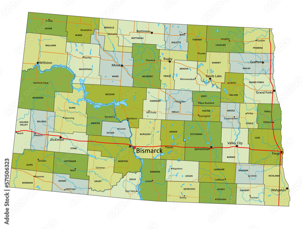 Highly detailed editable political map with separated layers. North ...