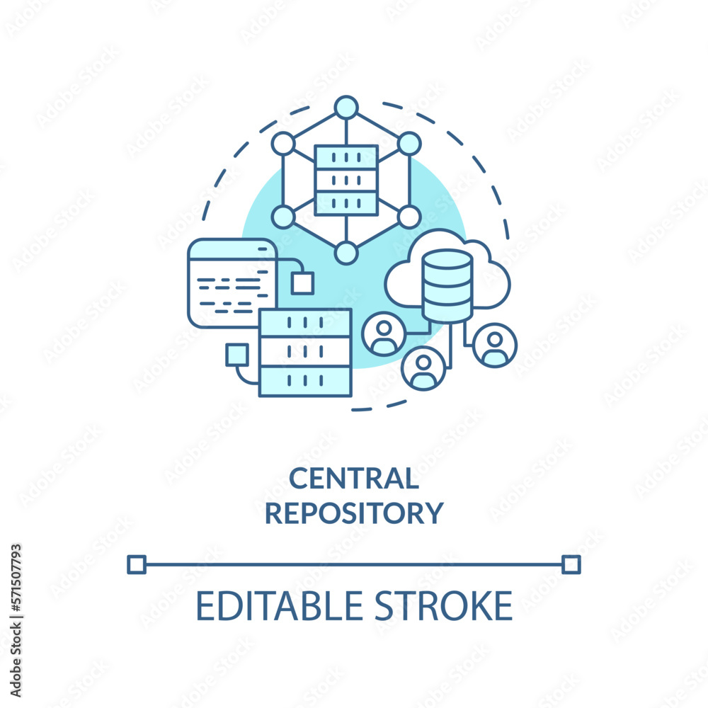 Central repository turquoise concept icon. Data storage. Version ...