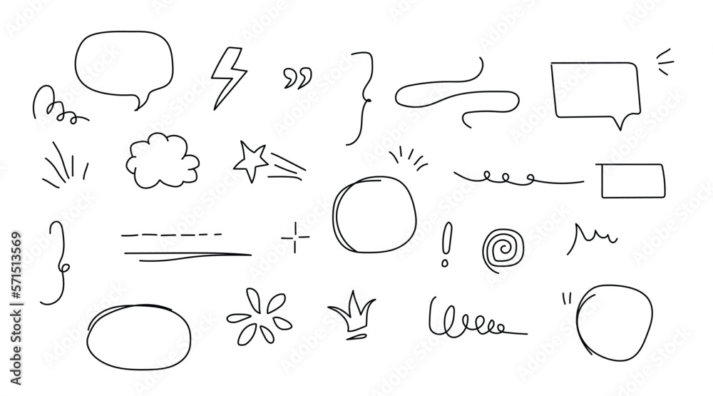 Sketch underline, emphasis, arrow shape set. Hand drawn brush stroke ...