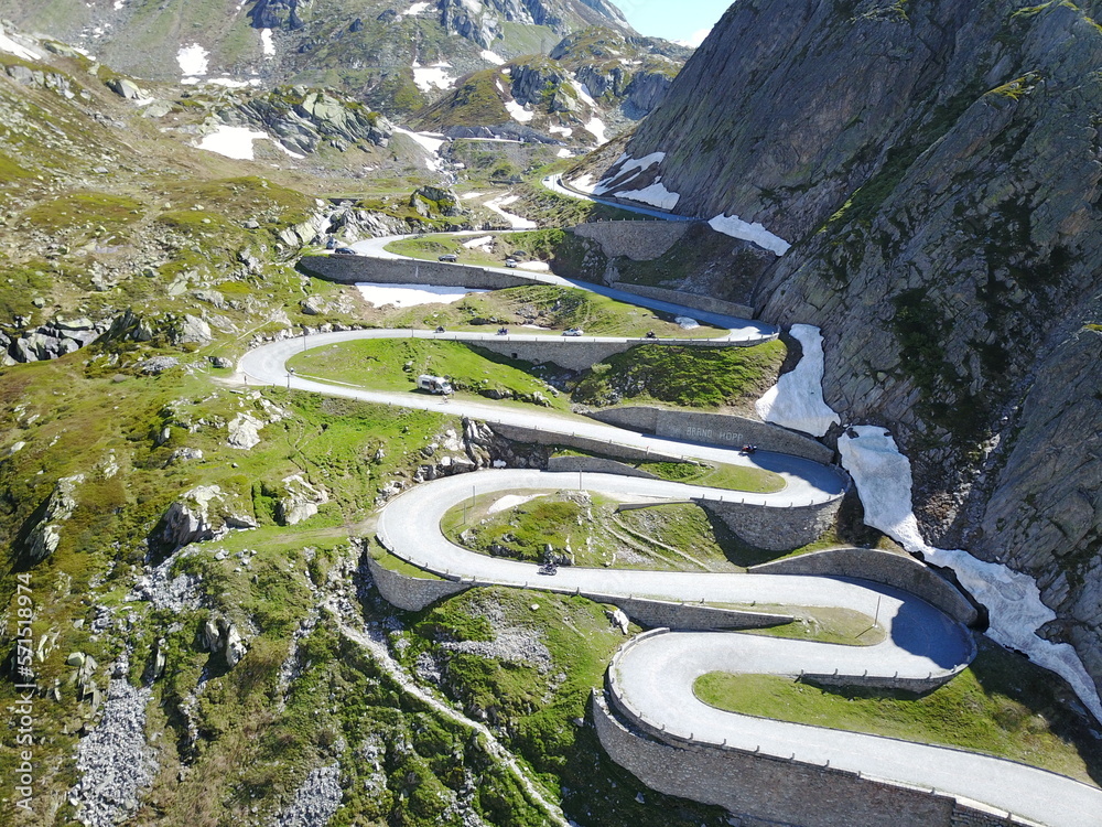 The Tremola: historic pass road over the Gotthard Pass Stock Photo ...