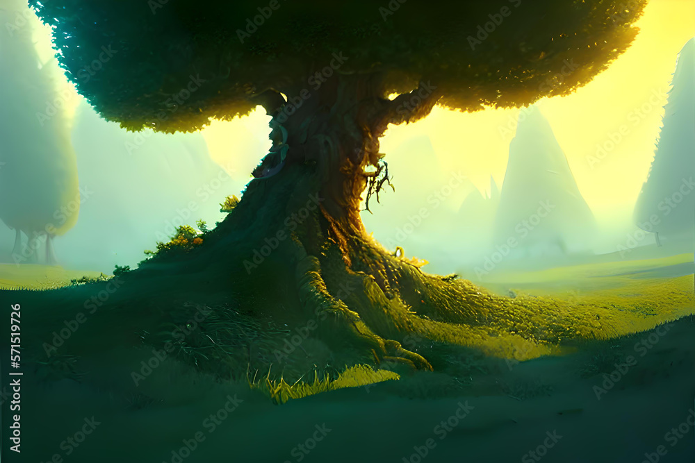 Epic fantasy Tree for card game art.Generative AI Stock Illustration ...