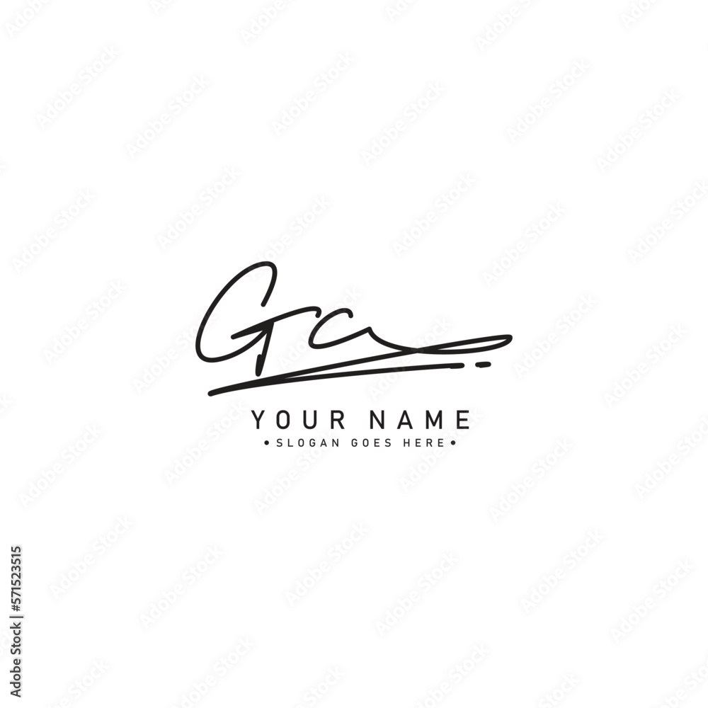 Handwritten Signature logo for Initial Letter GC - Vector Logo Template ...
