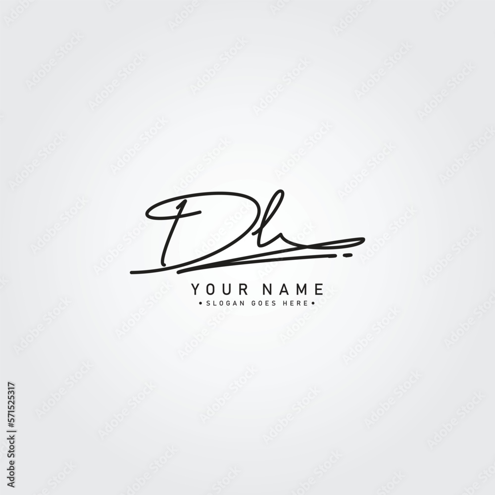 Initial Letter DL Vector Logo Template in handwritten Signature Style ...