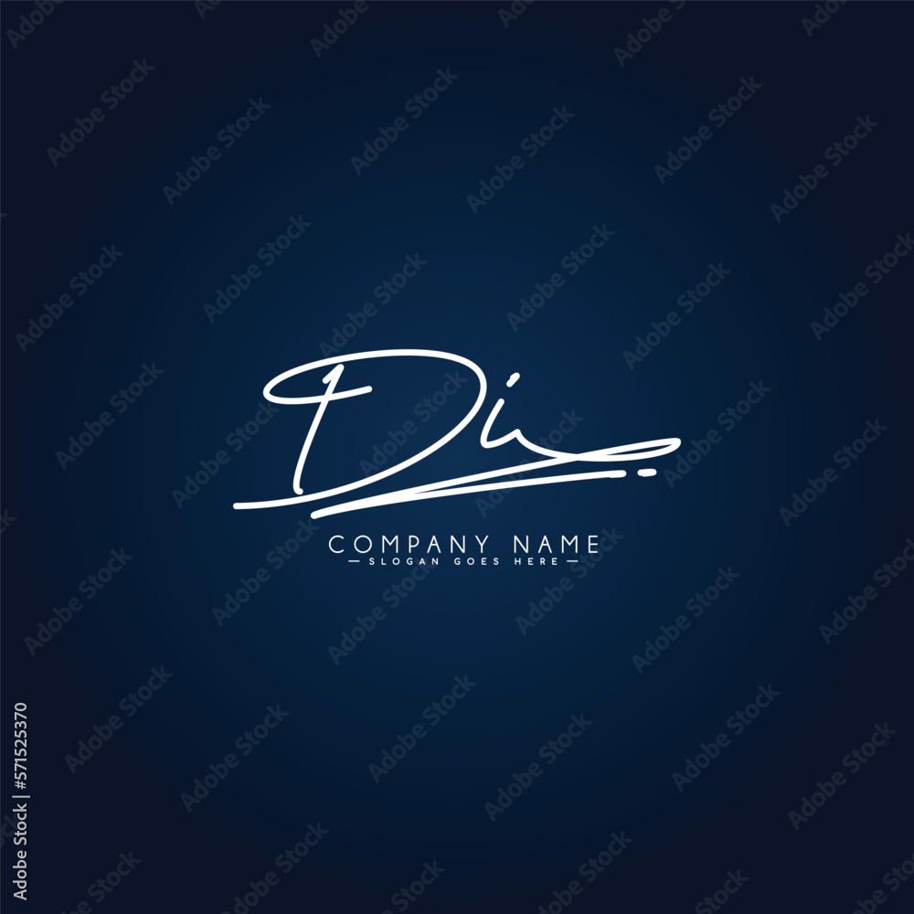 Simple Signature Logo for Alphabet DI - Handwritten Signature for ...