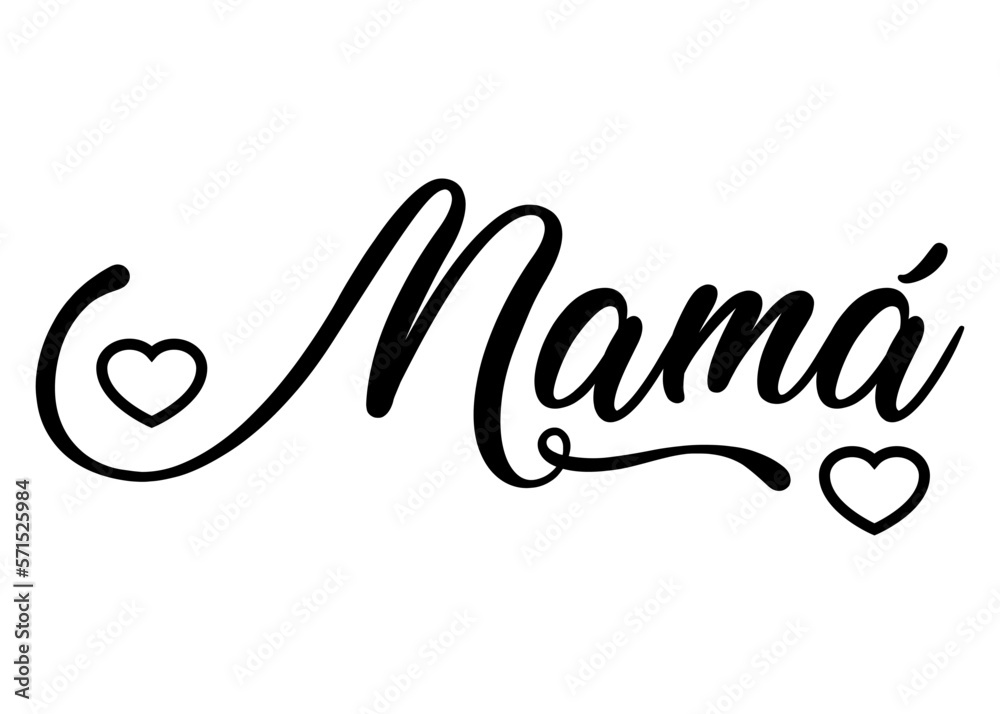 Vetor de Día de la Madre. Letras de la palabra mamá con corazones ...