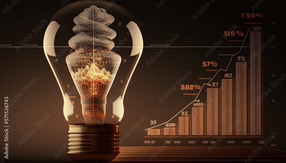 Double exposure of electricity and energy price increase and graphic ...