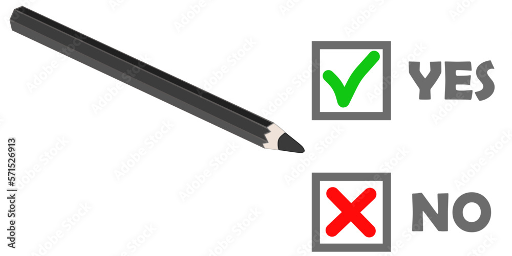 Concepto de elección entre si o no para marcar con lapicero en una ...