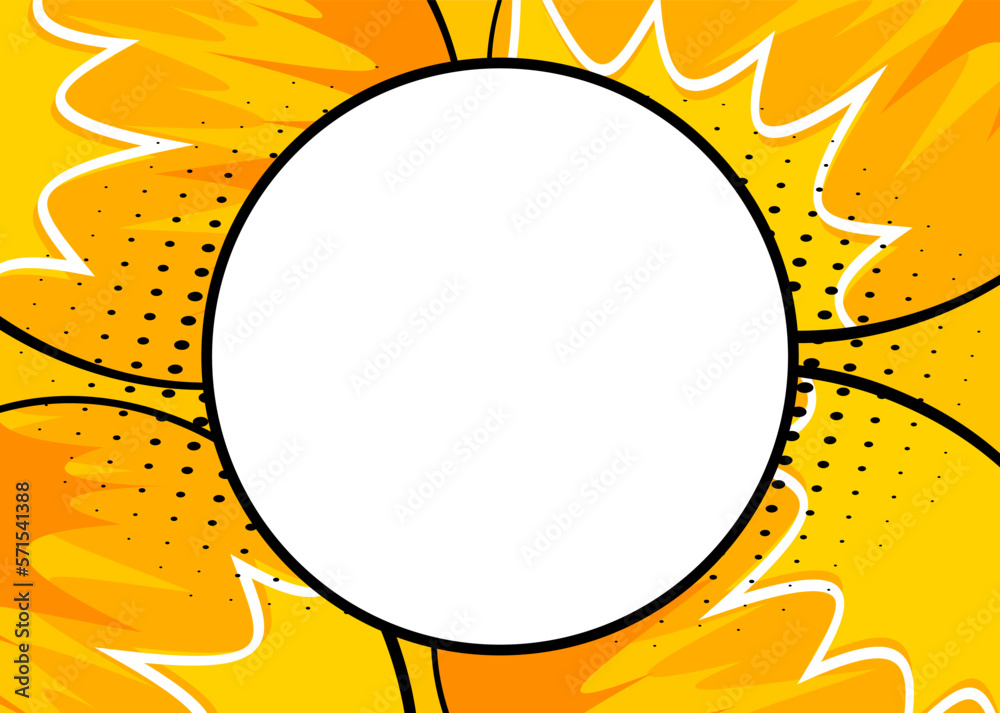 Blank Circle shape on Comic Book Background. Cartoon vector pop art ...