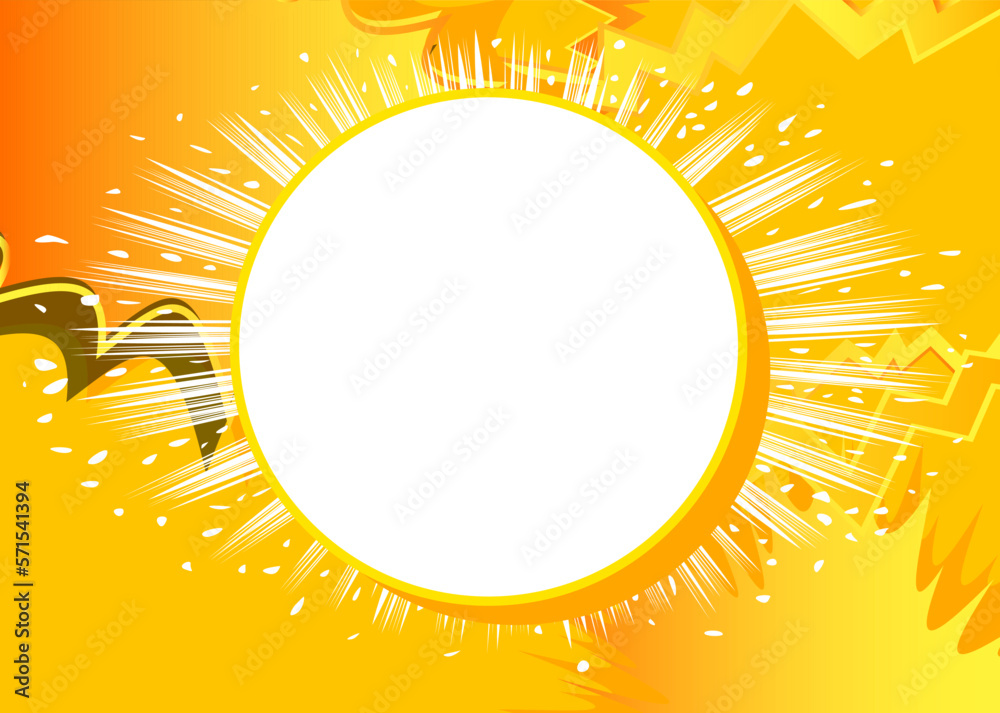 Blank Circle shape on Comic Book Background. Cartoon vector pop art ...