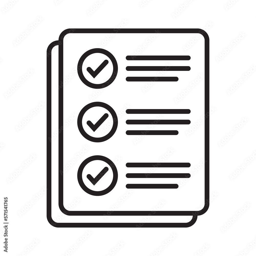 Checklist vector icon in line art style. Document icon, questionnaire ... Checklist vector icon in line art style. Document icon, questionnaire ...