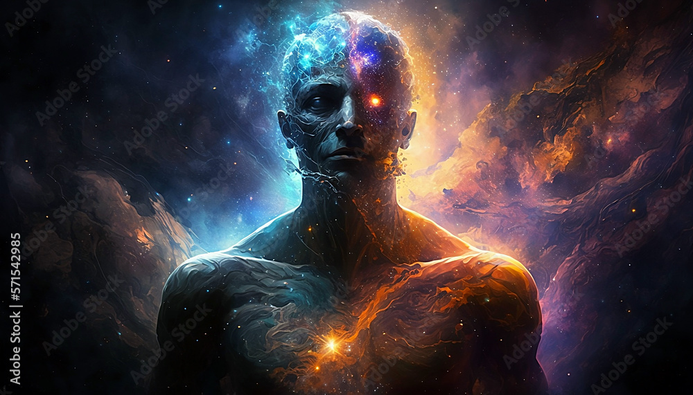 universe meta human god spirit silhouette on galaxy space background ...