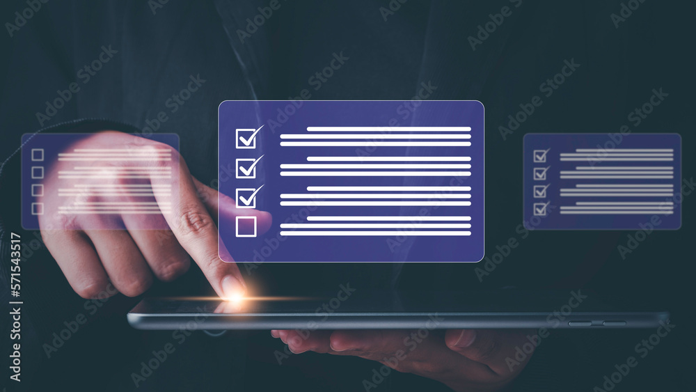 Digital work checklist or electronic smart daily checklist concept ...
