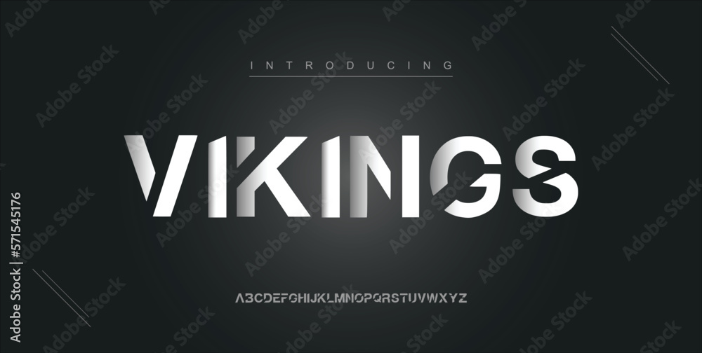 Viking digital modern alphabet new font. Creative abstract urban ...