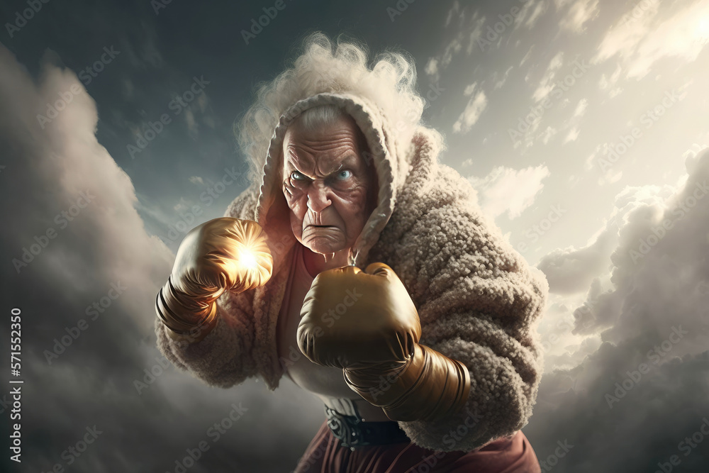 AI generated old woman boxing, dynamic pose Stock Illustration | Adobe ...