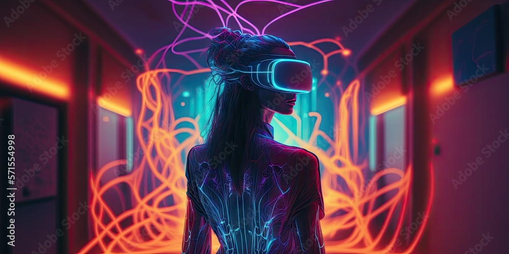 Digital technology, cyberspace, virtual reality, and a futuristic way ...