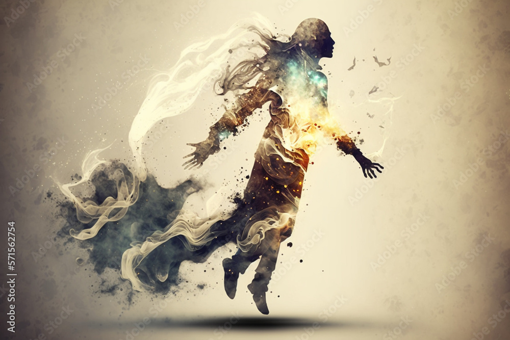 Generative Ai representing the soul leaving the body or rebirth. Stock ...