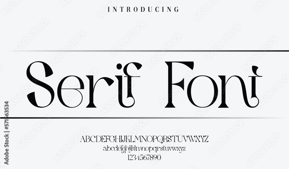 Serif Font, an elegant alphabet font and number. Premium uppercase ...