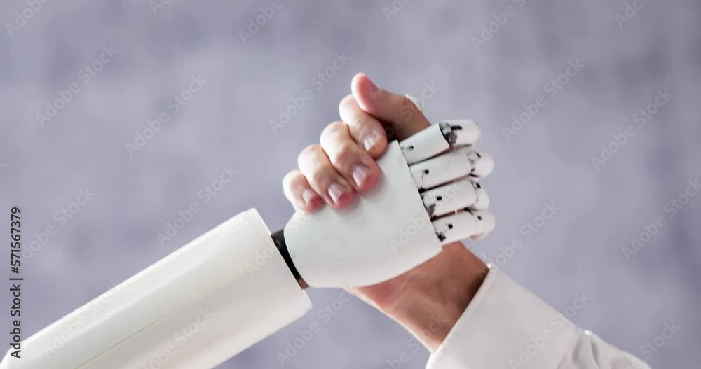 AI Robot And Human Man Hand Stock Video | Adobe Stock