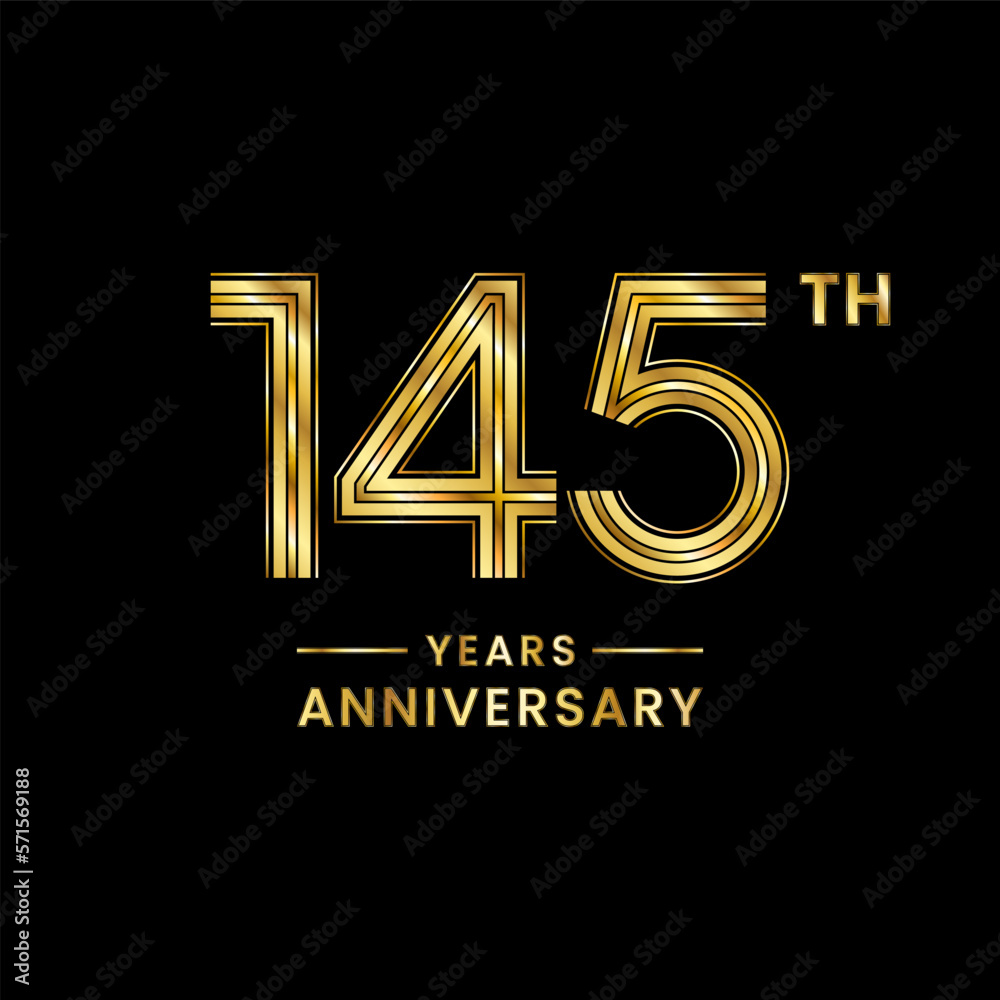 145th Anniversary logo design with golden numbers and text for ...