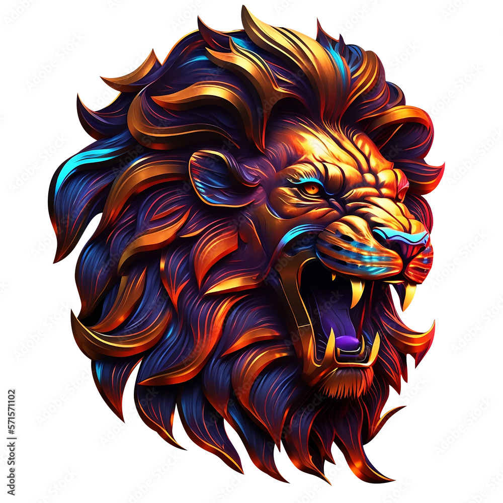 Lion. Abstract, multi-colored lion's head illustration. Generative AI ...