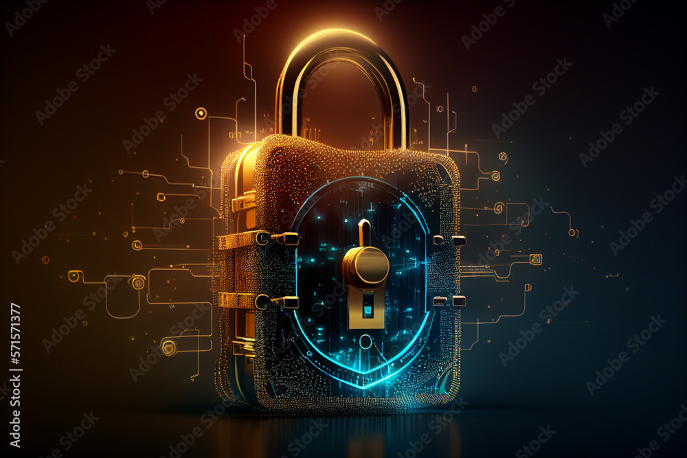 Cybersecurity Padlock, Digital Lock on Technology Network Data ...
