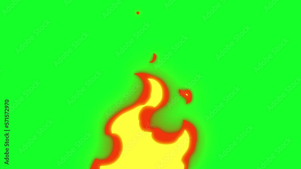 Cartoon fire loop transition animation on green screen. Cartoon fire ...