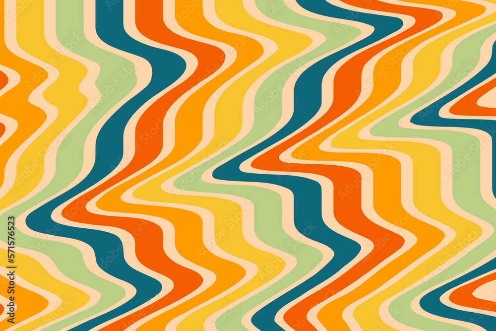 1970s Retro pattern groovy trippy. Wavy abstract groovy Background ...