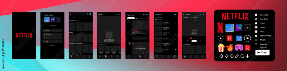 Netflix interface. Netflix screen social media, social network ...