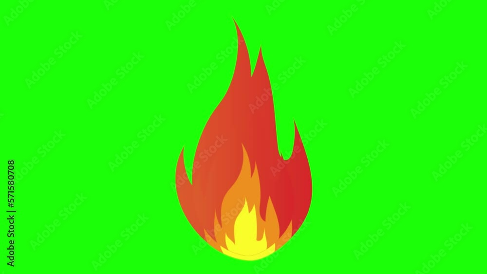 animated footage of fire, fire explosion, flames, with green screen ...