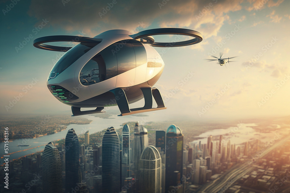 Future of urban air mobility, city air taxi, UAM urban air mobility ...