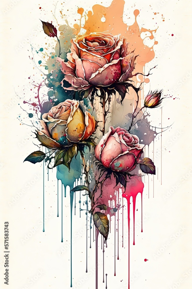 Rose Watercolor Drip