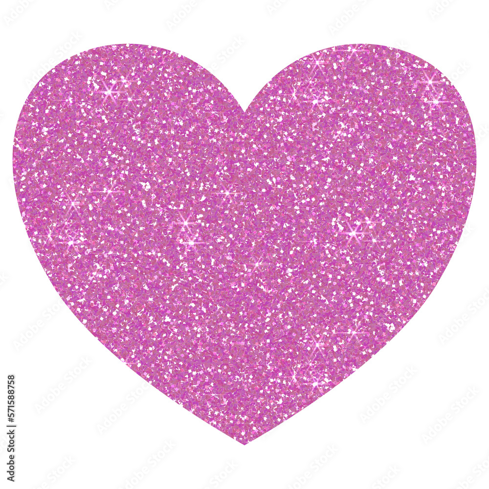 Pink Glitter heart on transparent background. Design for decorating ...