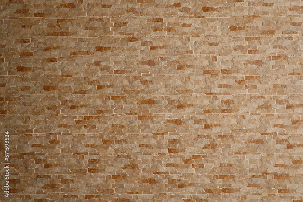 Cladding wall made of stoneware panels with multi colored bricks effect ...