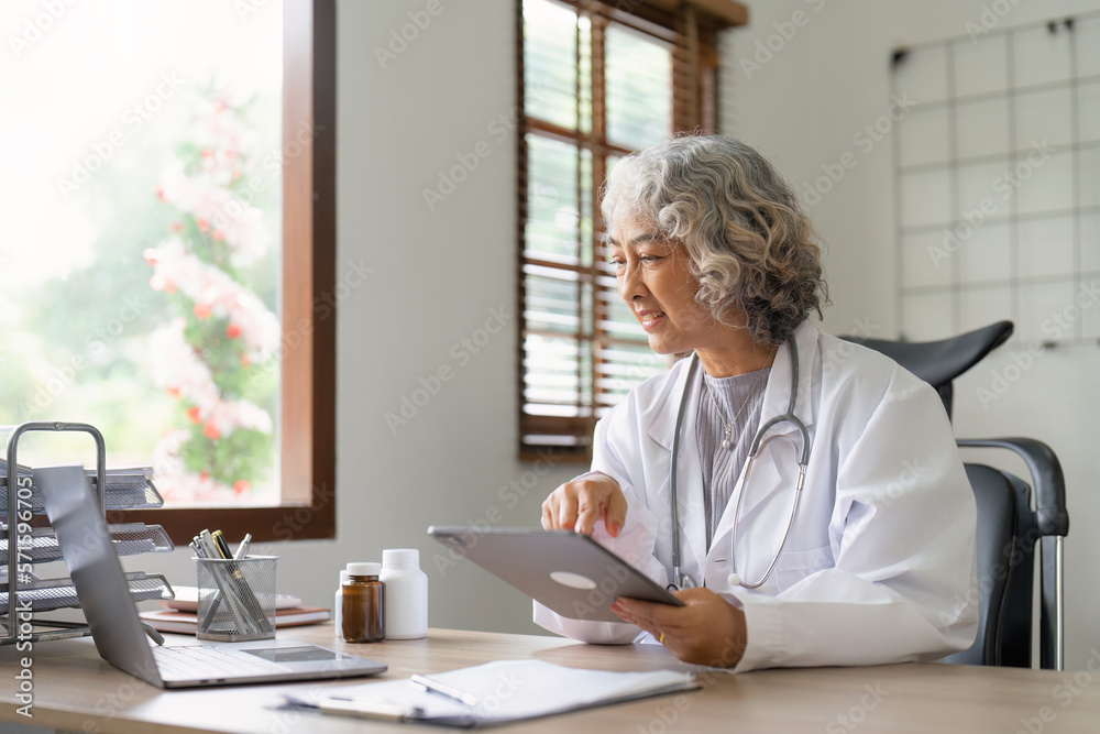 Professional doctor working at clinic. Digital healthcare and network ...