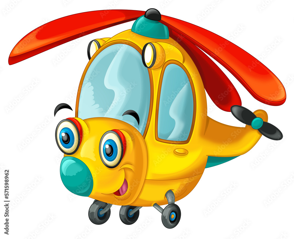 Cartoon happy and funny helicopter flying - illustration for children ...