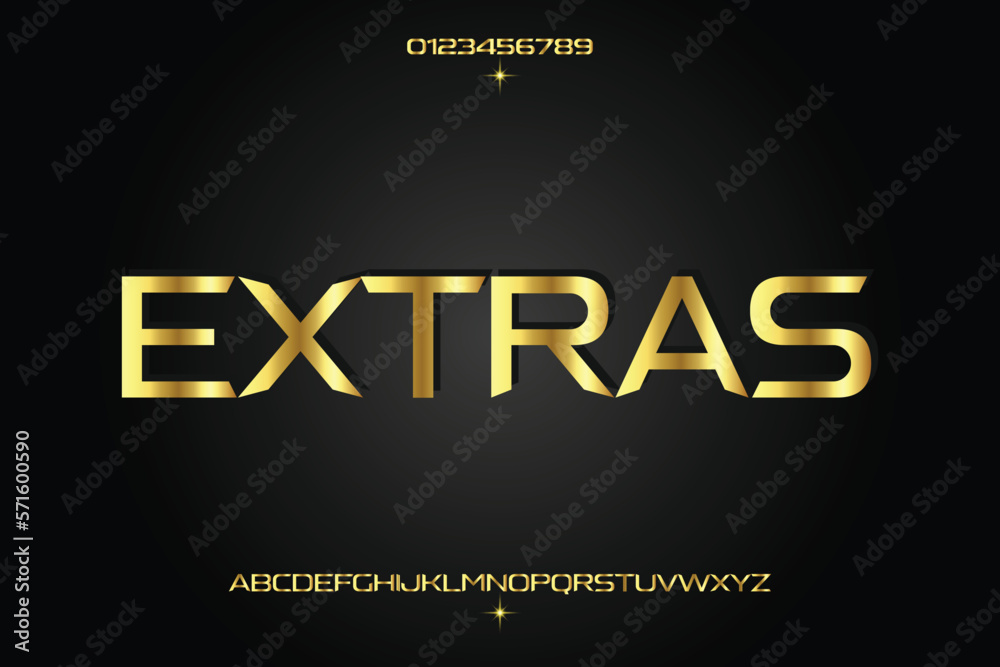 Extras elegant golden alphabet letters font set. Classic Custom gold ...